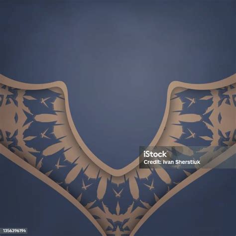 Template Brosur Berwarna Biru Dengan Pola Coklat Abstrak Untuk Ucapan