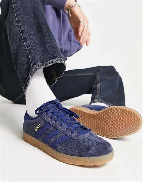 Adidas Originals Gazelle Gum Sole Sneakers In Navy Asos