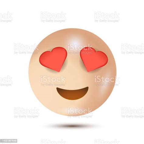 Heart Eyes 3d Stylized Vector Icon Smiling Emoticon Character Design 3d