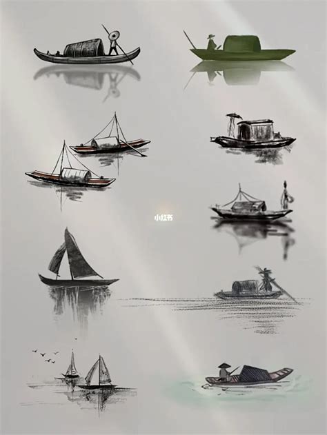 ⛵️古风渔船｜中国风水墨孤舟｜png免抠素材
