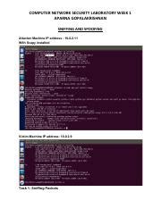CNS LAB Pdf COMPUTER NETWORK SECURITY LABORATORY WEEK APARNA GOPALAKRISHNAN SNIFFING AND