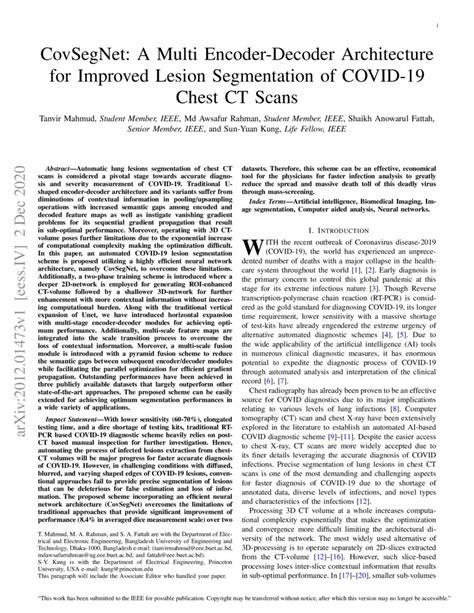 Covsegnet A Multi Encoder Decoder Architecture For Improved Lesion