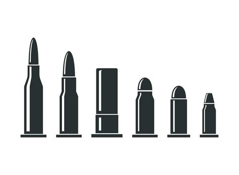 Cartridges Icon In Flat Style Bullet Ammunition Symbol Vector