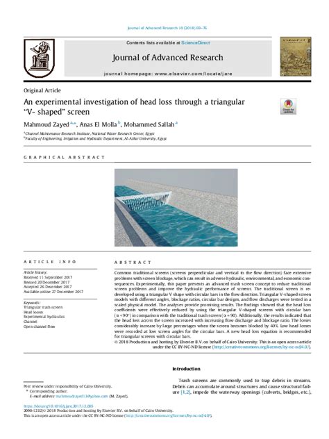 pdf an experimental investigation of head loss through a triangular