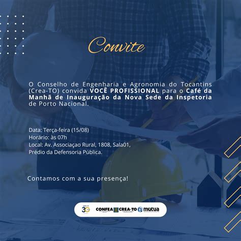 O CREA TO convida você para a Inauguração da nova sede da Inspetoria na