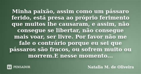 Minha Paixão Assim Como Um Pássaro Natalia M De Oliveira Pensador