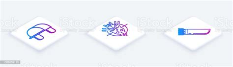 등대성 라인 헌터 모자를 설정 십자선과 사슴에 사냥과 화살표와 떨림 흰색 정사각형 버튼 벡터 3차원 형태에 대한 스톡 벡터 아트 및 기타 이미지 Istock