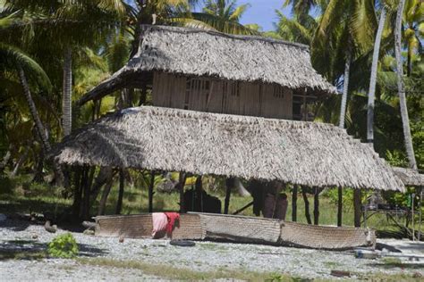 Two Story Thatched Hut On Abaiang Islet Abaiang Atoll Abaiang