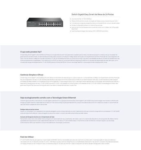 SWITCH TP LINK EASY SMART PORTAS GIGABIT TL SG DE TL SG DE Informatica TI Notebooks