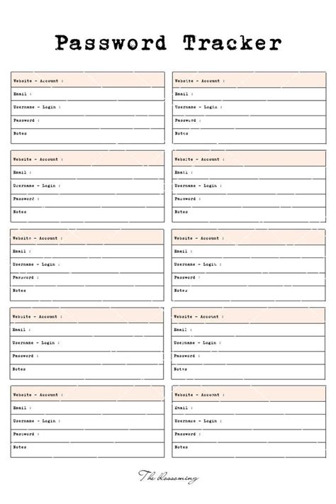 Password Tracker Password Log Artofit