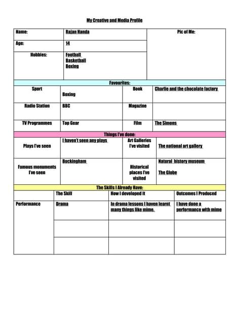 Personal Skills Profile Pdf