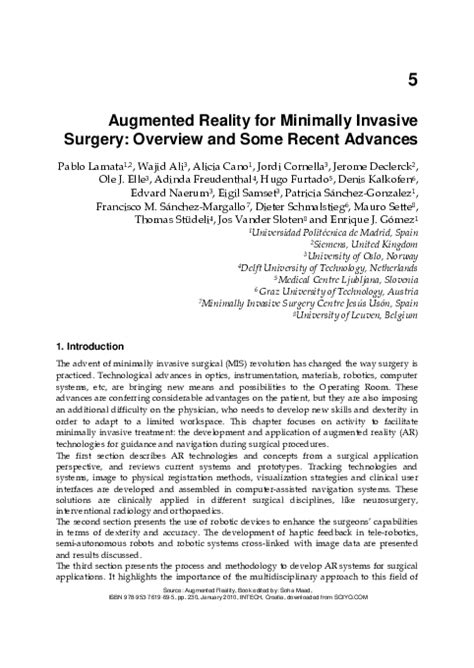 pdf augmented reality for minimally invasive surgery overview and