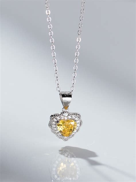 925 Sterling Silver Cubic Zirconia Heart Dainty Necklace 1001672432