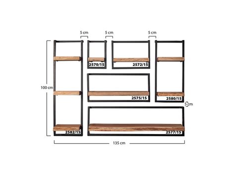 Wandregal Set 6 Tlg Aus Akazie Im Industrie Design Phil
