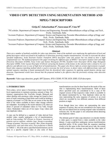 Video Copy Detection Using Segmentation Method And Pdf