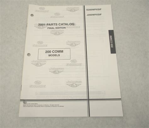 5001693 OMC BRP Evinrude Johnson Outboard Parts Catalog 200 HP COMM