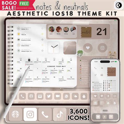 Neutral Ios18 Theme Pack For IPad IPhone 3 600 Biege IPhone Icons Aesthetic IPad Theme Kit