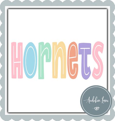 Hornets Split Letter Pastel Color Mascot Ready To Press Dtf Direct To