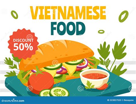 Vietnamese Food Social Media Background Illustration Flat Cartoon Hand
