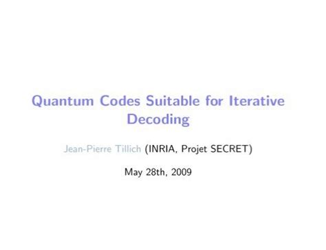 Quantum Codes Suitable For Iterative Decoding