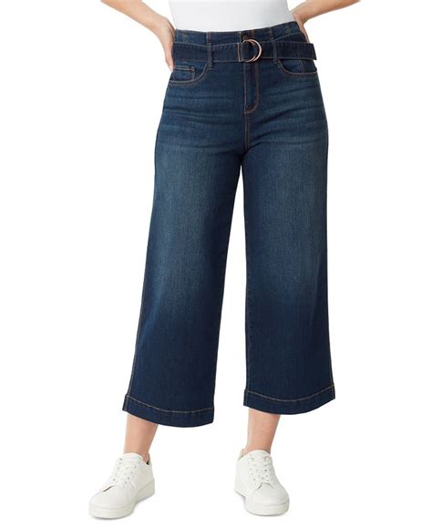 Gloria Vanderbilt Womens Cropped Wide Leg Belted Jeans Macys
