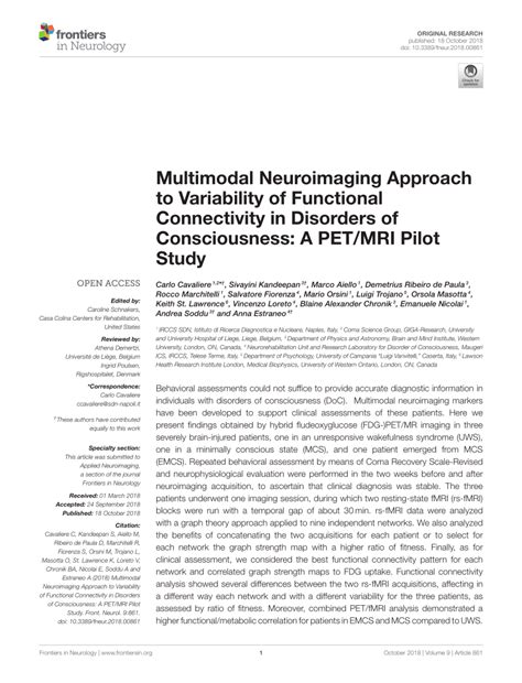 Pdf Multimodal Neuroimaging Approach To Variability Of Functional