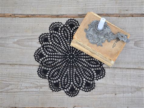 Black Cotton Doily Round Cloth Doilies Cotton Napkin Etsy