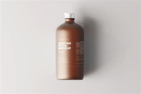 Premium Psd Frosted Amber Glass Bottle Mockups