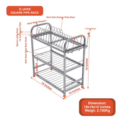Stainless Steel Kitchen Rack Utensils Dish Organizer Stand Plate And