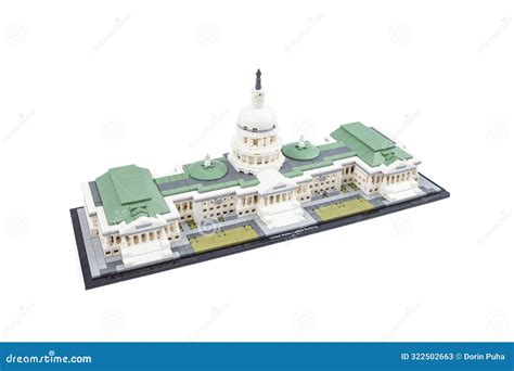 Capitol Building Made From Lego Cubes Isolated On White Background