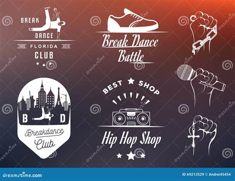 Vector Set Of Badges Logos And Sign Break Dance Stock Illustration