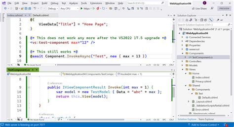 View Component Not Being Rendered Using Tag Helper Syntax Issue