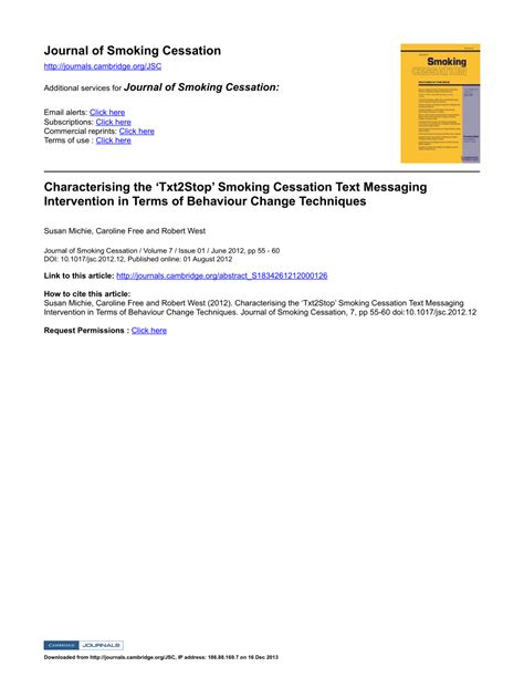 Pdf Characterising The ‘txt2stop Smoking Cessation Text Messaging