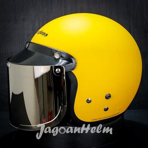Jual CARGLOSS Helm CF RETRO EXOTIC YELLOW DOFF Half Face CARGLOS