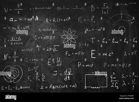 Many Different Physics Formulas Written On Blackboard Stock Photo Alamy
