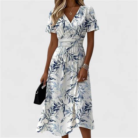 Flora Womens Floral Print Wrap V Neck Flutter Sleeve Midi Dress