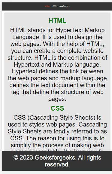 How To Create Sticky Headerfooter On A Web Page Using Html Css And Javascript Geeksforgeeks