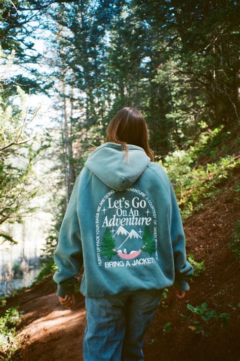 Lets Go On An Adventure Hoodie In Green Dandy Worldwide X Halle