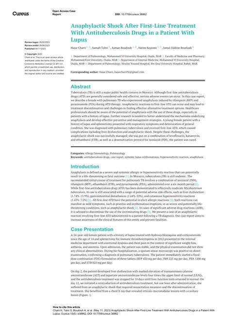 Pdf Anaphylactic Shock After First Line Treatment With