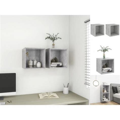 Vidaxl Regal Wandschränke 2 Stk Betongrau 37x37x37 Cm Spanplatte