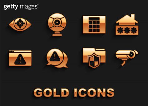 Set Exclamation Mark In Triangle House With Password Security Camera Document Folder