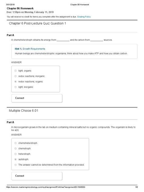 Chapter 6 Post Lecture Quiz Question 1 Pdf Growth Medium Bacteria