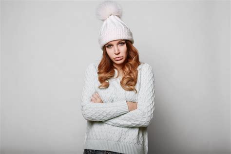 Premium Photo Portrait Of Beautiful Redhead Woman In Sweater