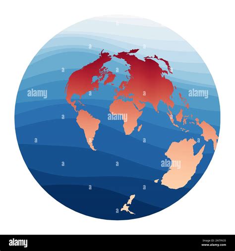 World Map Vector Airys Minimum Error Azimuthal Projection World In Red Orange Gradient On