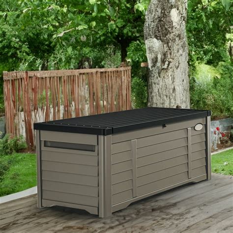 Dextrus Classic Outdoor Lockable 120 Gallon Resin Deck Box Black