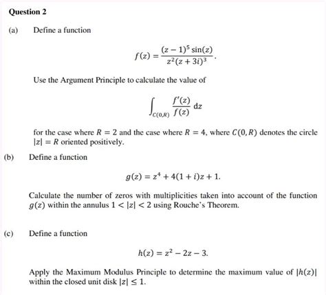 solved question 2 a define a function f z 2 1 5 sin z