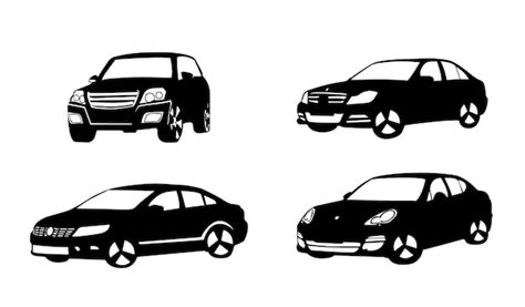 Coleção De Carros Vista Lateral Automática Ilustração Vetorial Em Um