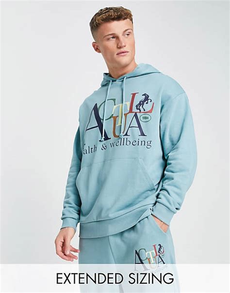 Asos Actual Oversized Hoodie With Health And Wellbeing Front Logo Print