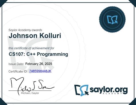 I Am Happy To Share That I Have Successfully Completed The C Johnson Kolluri