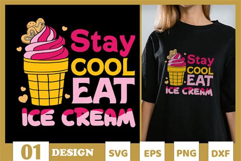 Stay Cool Eat Ice Cream Svg Graphic By Skinite · Creative Fabrica